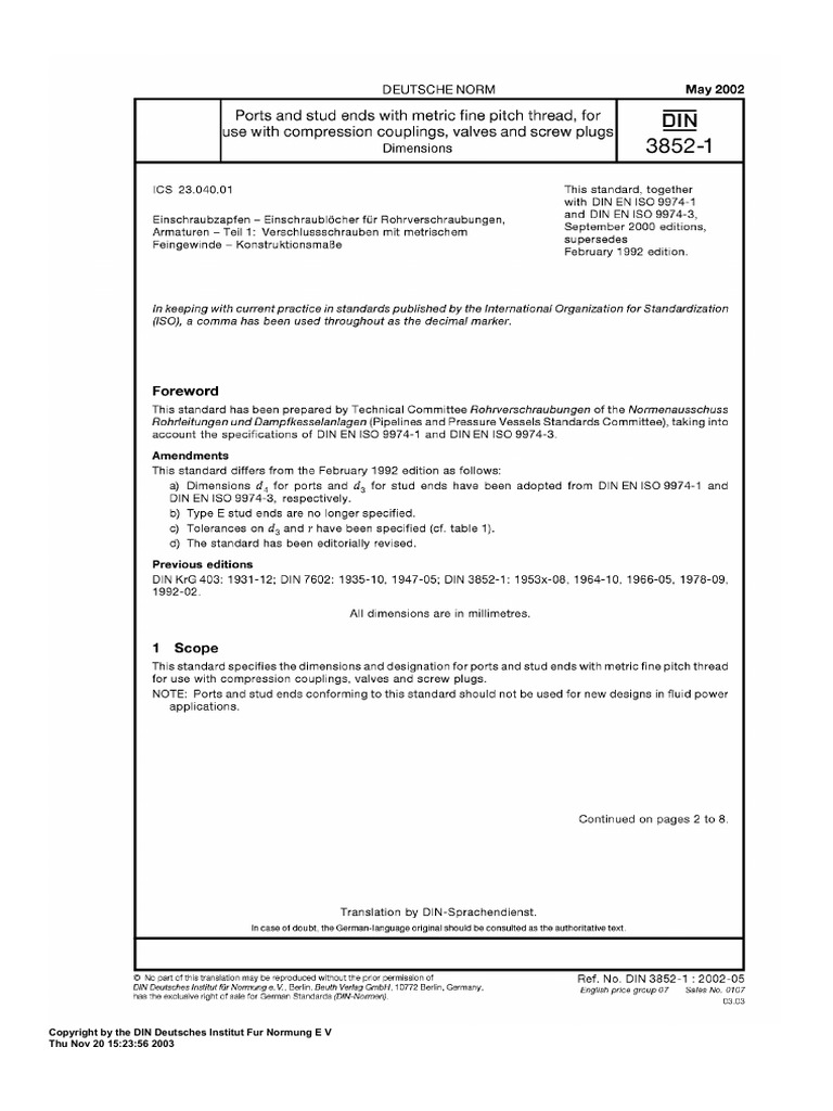 DIN - 3852-1-2002 - Bujão PDF | PDF