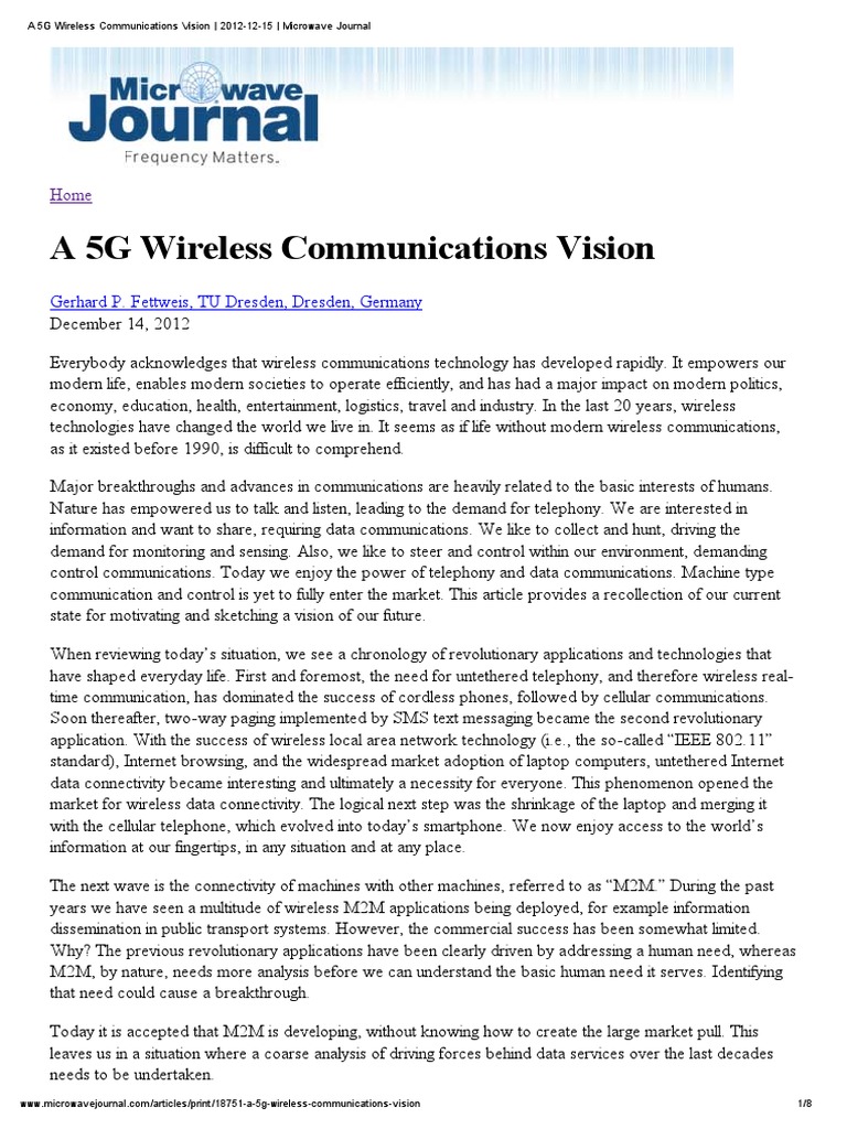 Future of 5G Wireless Communications | PDF | Wireless Lan | Lte Advanced