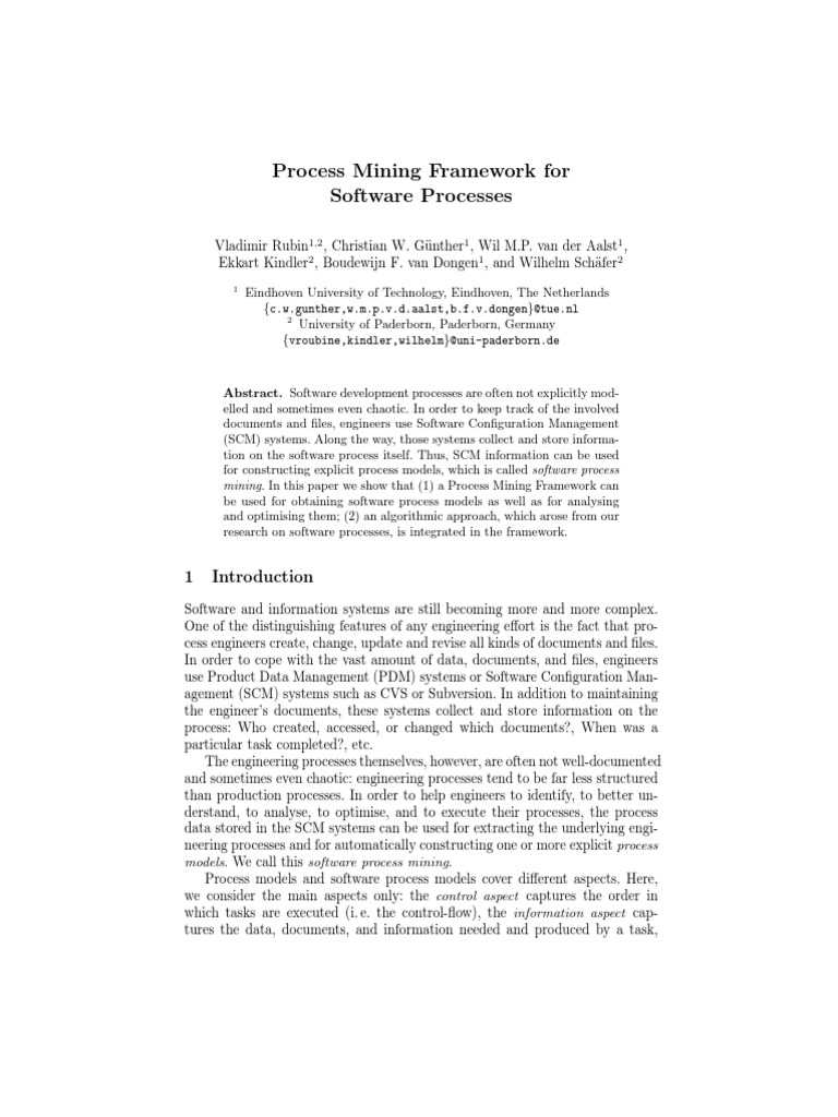 Process Mining Framework For Software Processes Pdf Pdf Version 7363