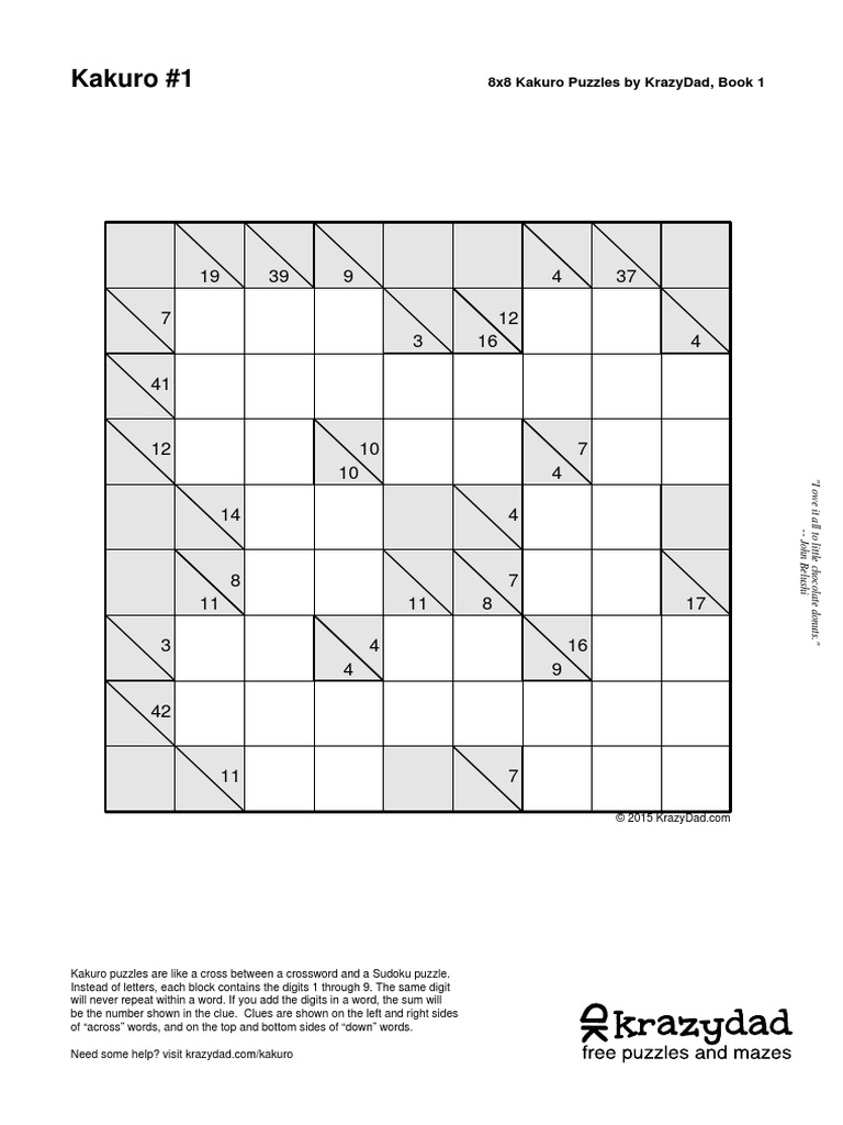 Krazydad Kakuro Puzzles 8x8 | PDF | Applied Mathematics | Computational Complexity Theory