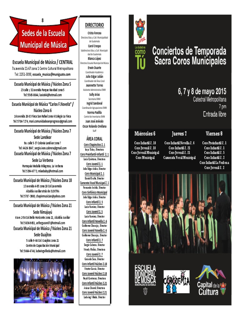 Programa Sacro 2015 Coros Municipales de Guatemala | PDF | Guatemala | Coro