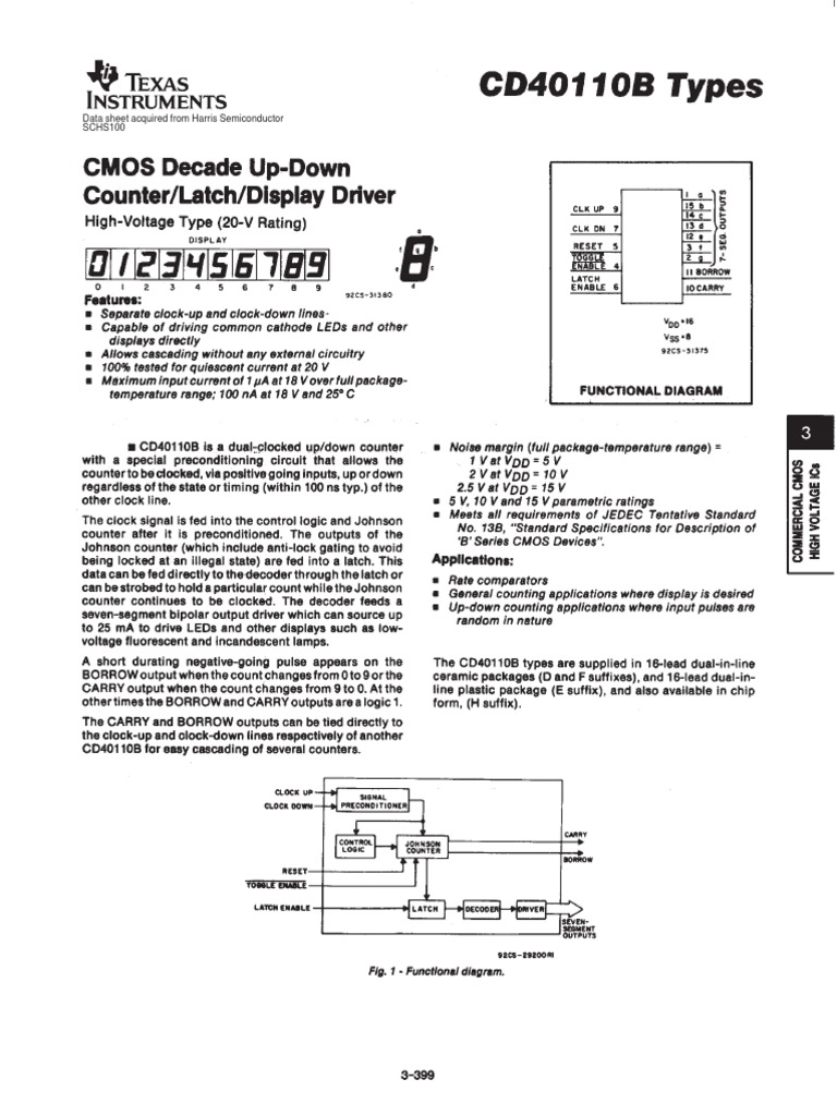 Datasheet Ic cd40110 | PDF