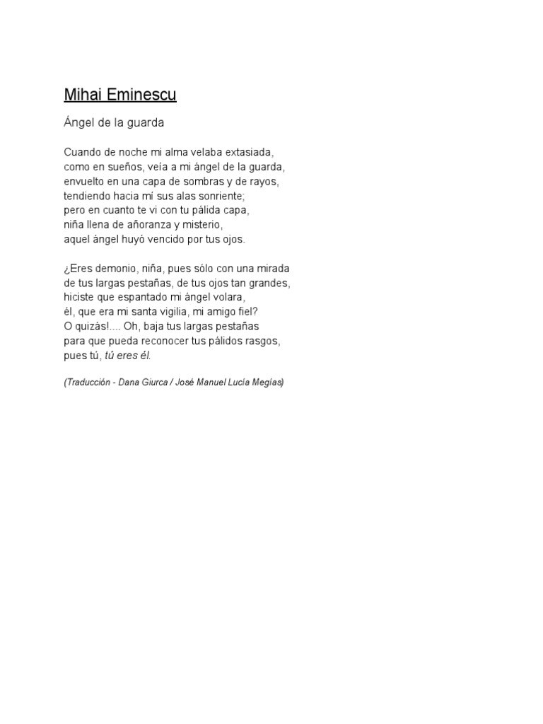 Mihai Eminescu - Poezie in Limba Spaniola | PDF