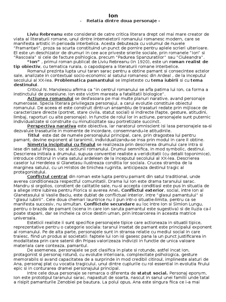 Ion - Relatia Dintre Doua Personaje | PDF
