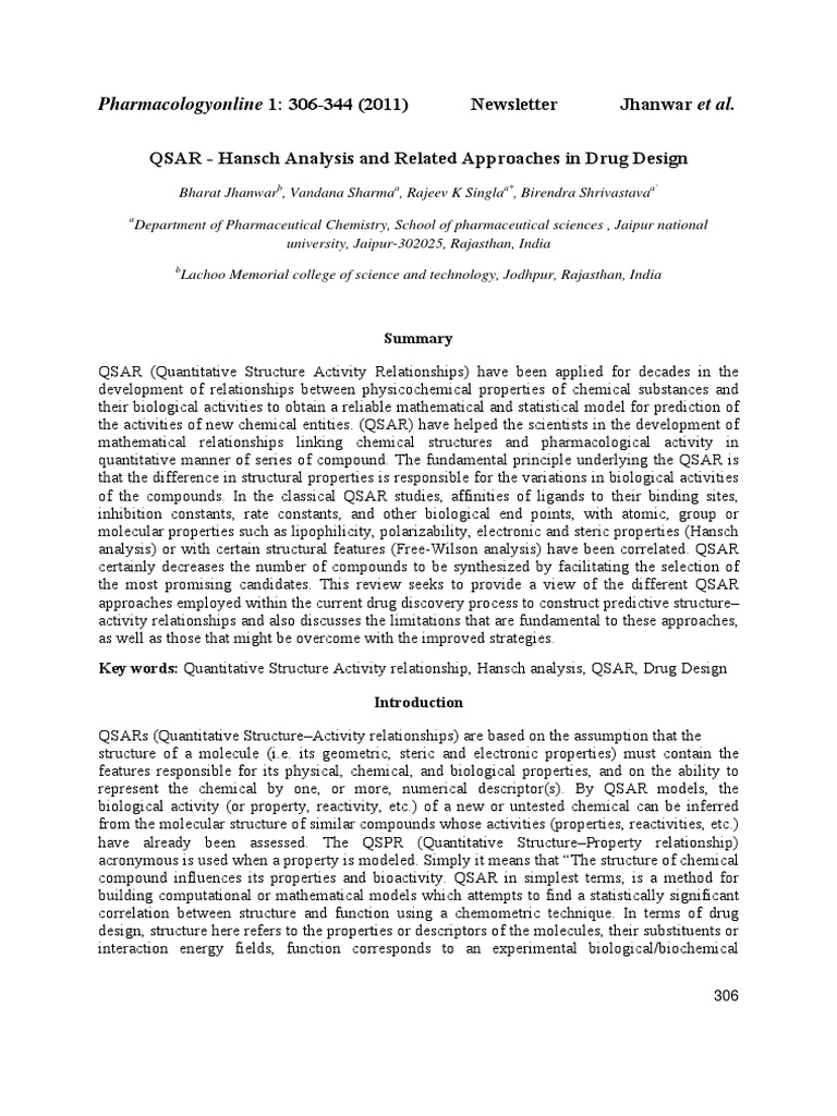 QSAR - Hansch Analysis and Related Approaches in Drug Design | PDF ...