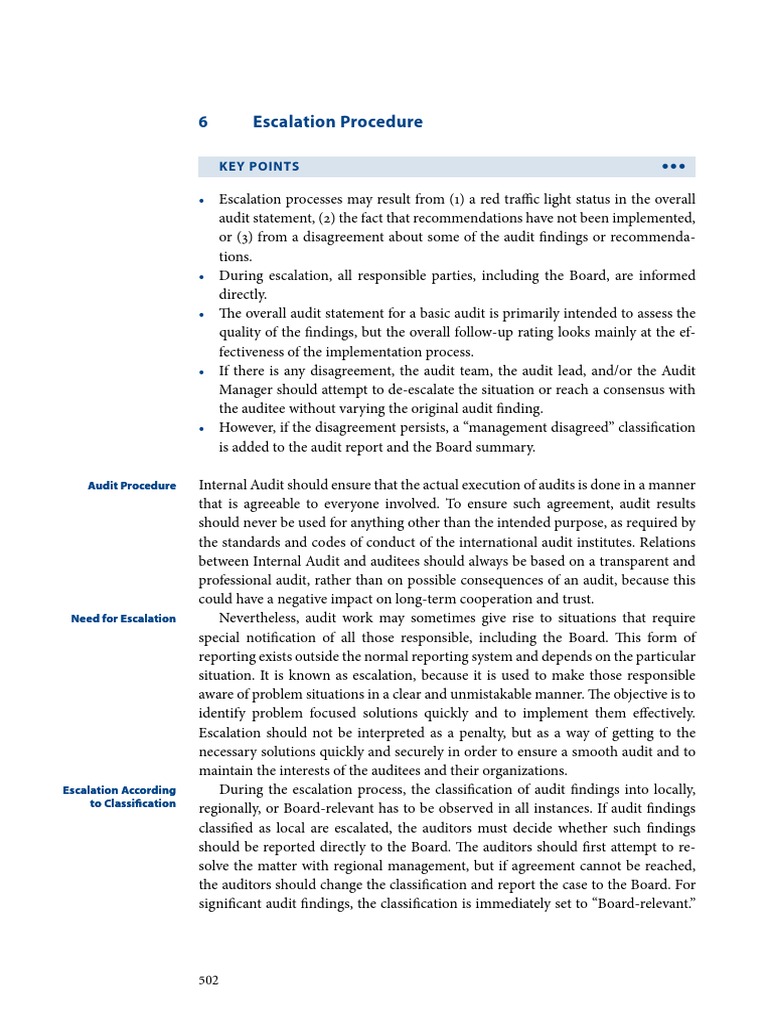 D.6 Escalation Procedure | Internal Audit | Audit