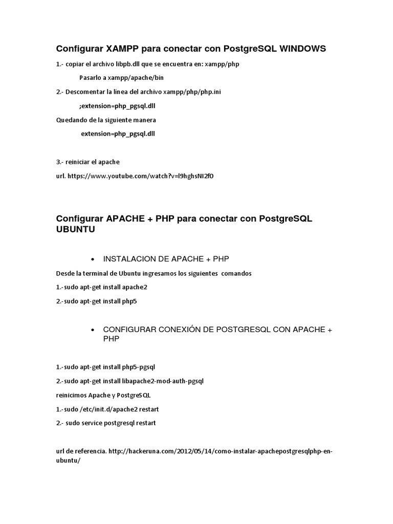 Configuración de Apache y Xampp Con Postgresql | PDF | Servidor HTTP Apache | Php
