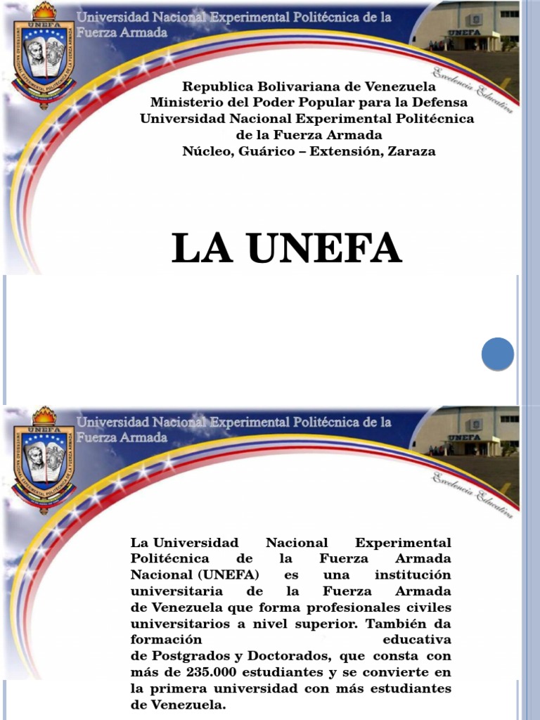 Historia y Misión de la UNEFA en Venezuela | PDF | Gobierno | Política ...