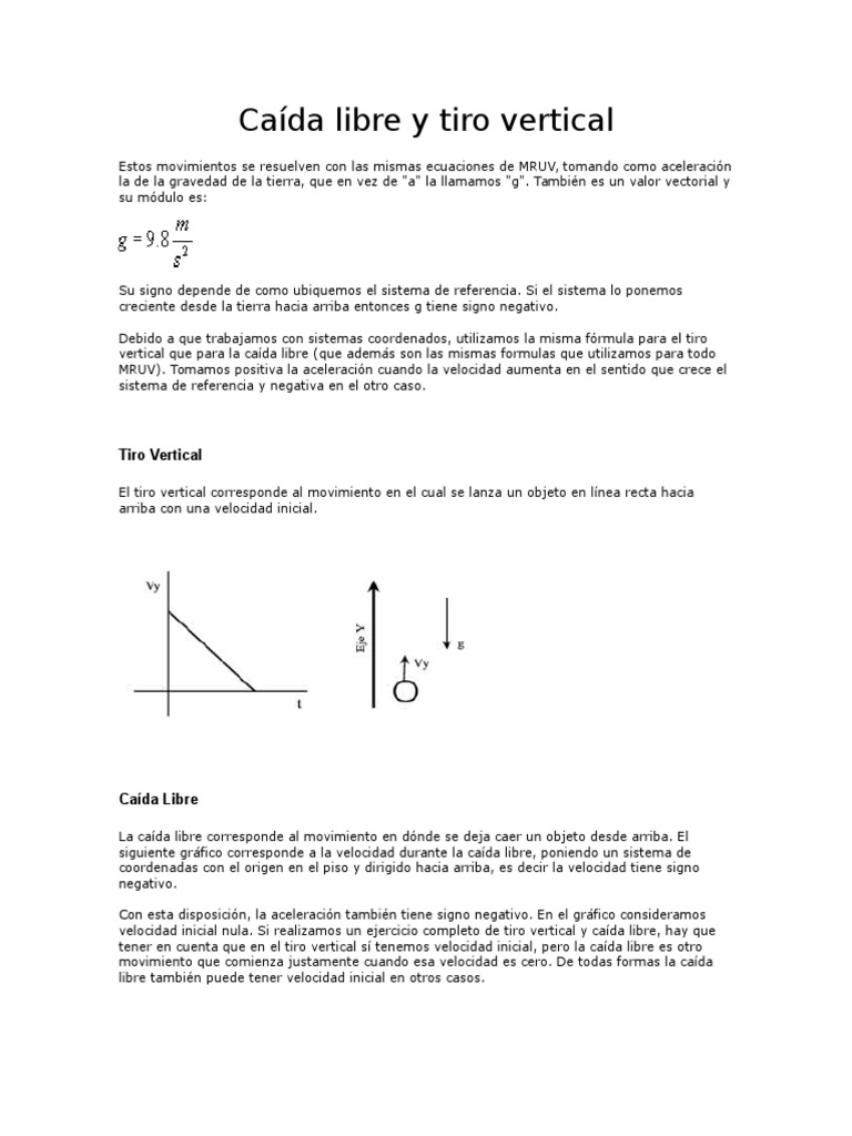 Caída Libre y Tiro Vertical | PDF | Movimiento (física) | Tasas temporales