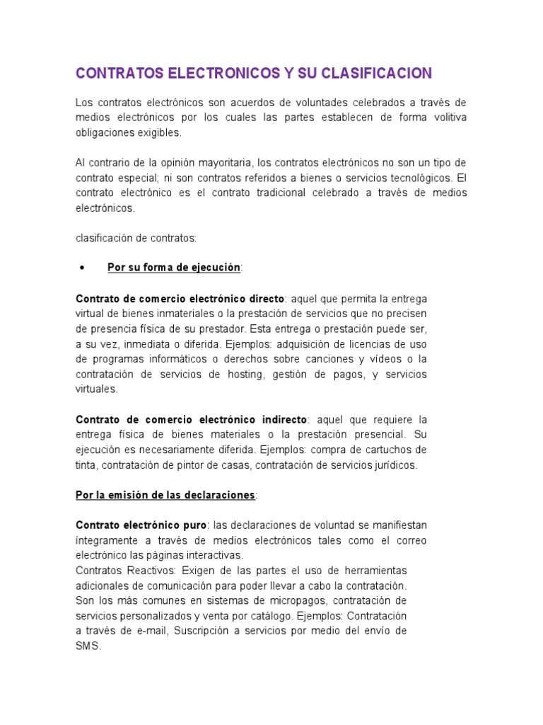 Contratos Electronicos y Su Clasificacion | PDF | Business