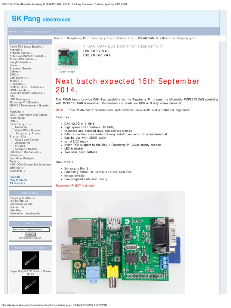 Pican Can Bus Board For Raspberry Pi Raspberry Pi Arduino Free 30 Day Trial Scribd