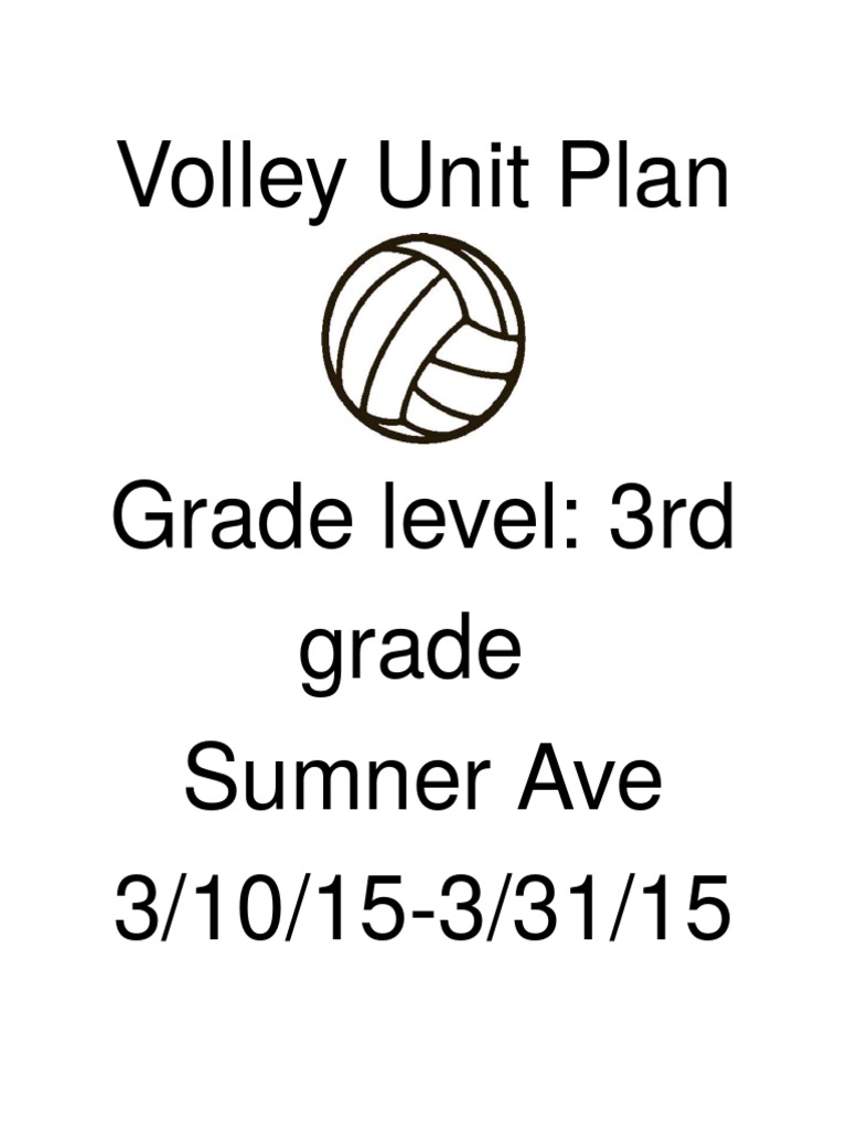 3rd Grade Volley Unit Plan | PDF | Educational Assessment | Teachers