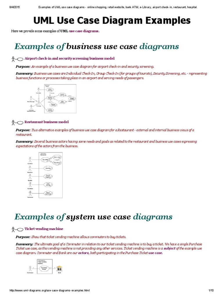 Examples of UML Use Case Diagrams | PDF | Point Of Sale | Use Case