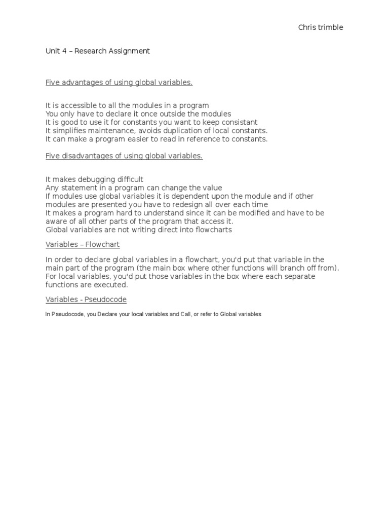 Chris Trimble Unit 4 - Research Assignment | PDF