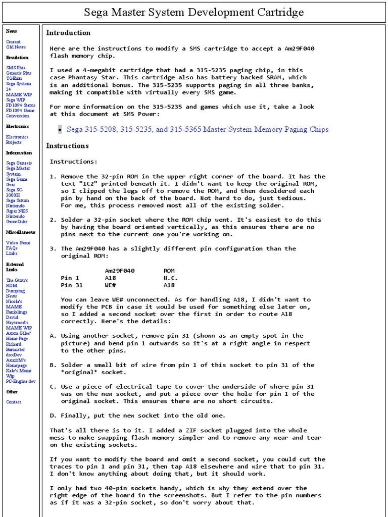 Sms 512k Flashcart | PDF | Electrical Connector | Video Game Consoles