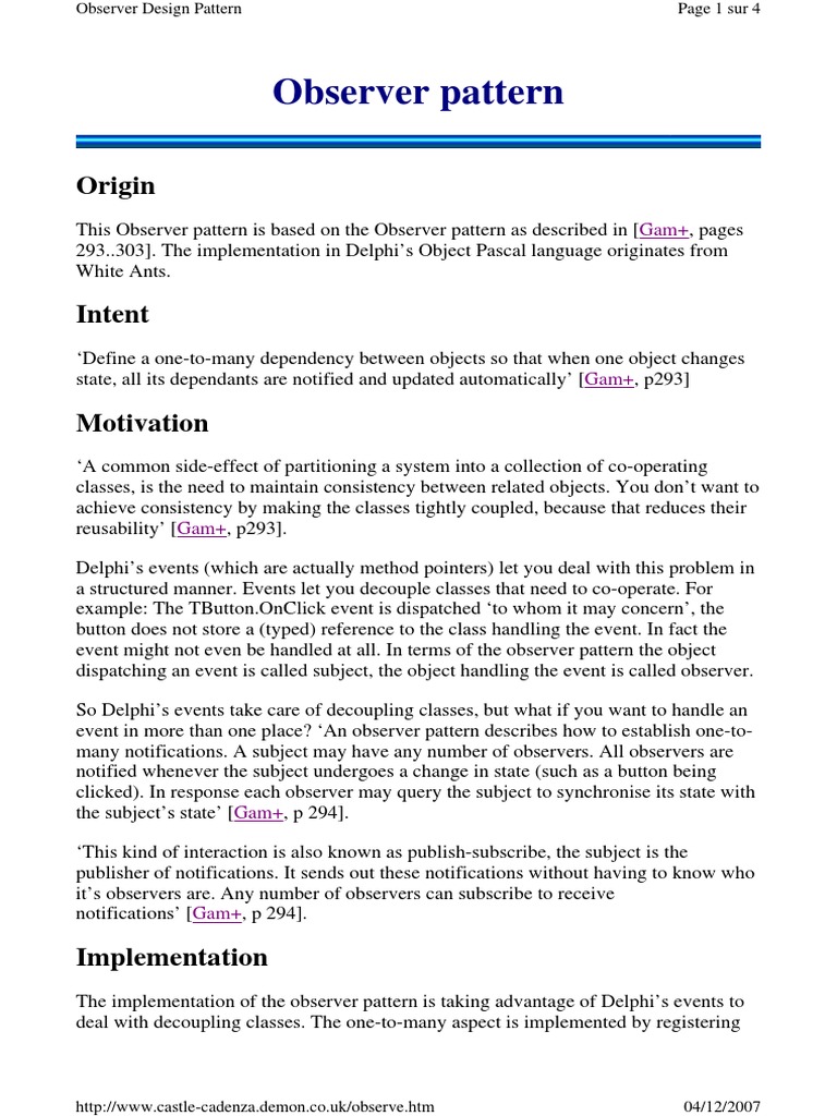 The Observer Pattern | PDF | Object (Computer Science) | Programming Paradigms