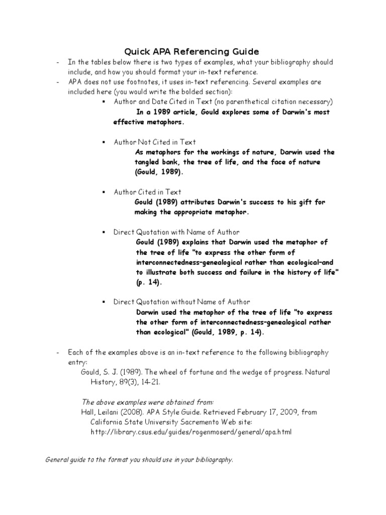 Quick Guide to APA Referencing | PDF | Citation | Websites