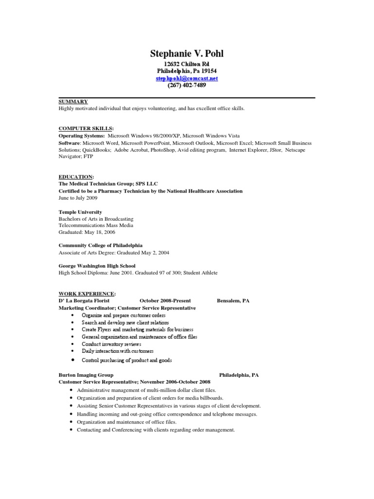 Stephanie V Pohl Resume | PDF | Microsoft | Software