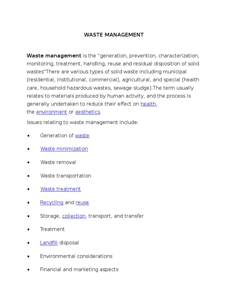 Waste Management Write-Up | PDF | Waste Management | Landfill