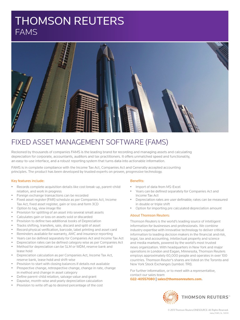 Thomson Reuters: Fixed Asset Management Software (Fams) | PDF ...
