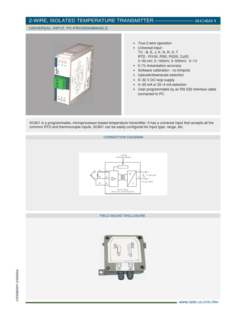 Temperature Transmitter Radix | PDF | Thermocouple | Power Supply