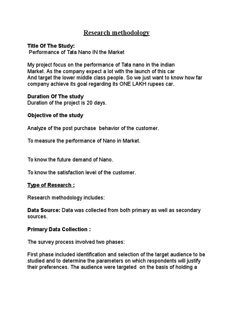 Research Methodology: Title of The Study | PDF