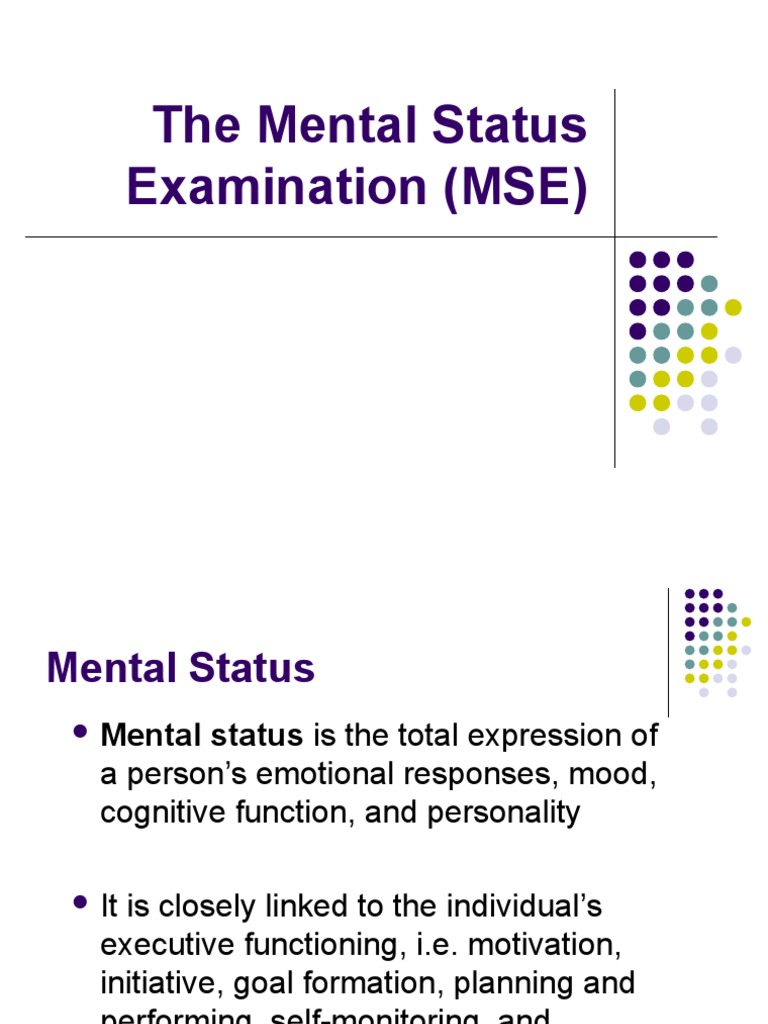 The Mental Status Examination (MSE) | PDF