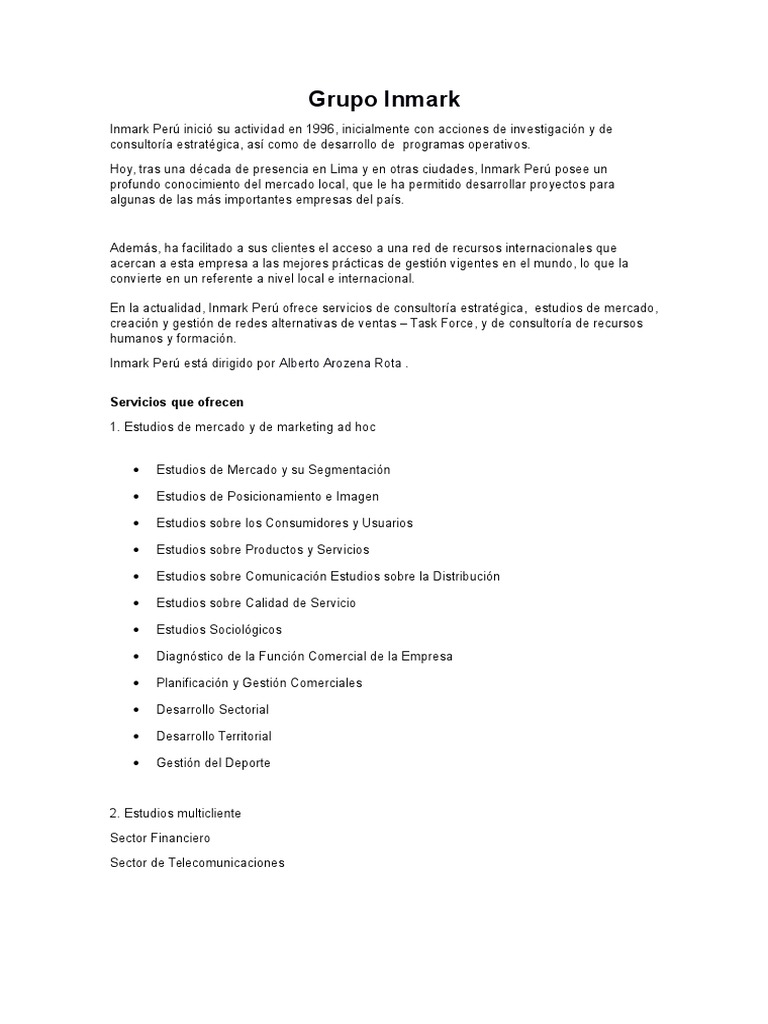 Grupo Inmark | PDF | Marketing | Publicidad