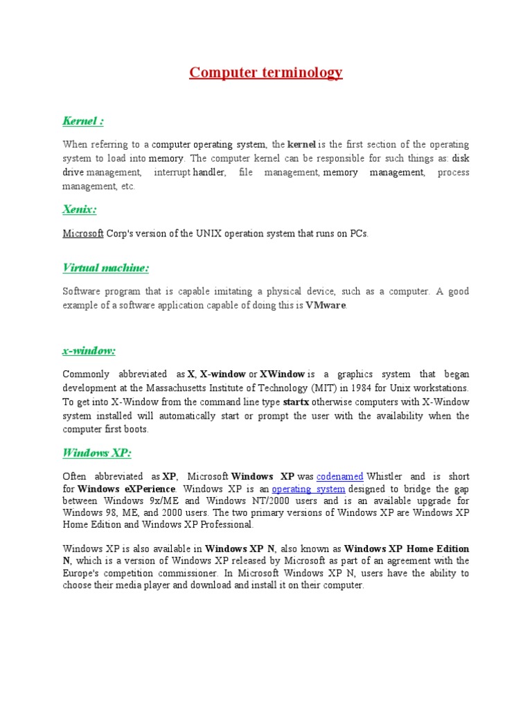 Computer Terminology | PDF | Microsoft Windows | Operating System