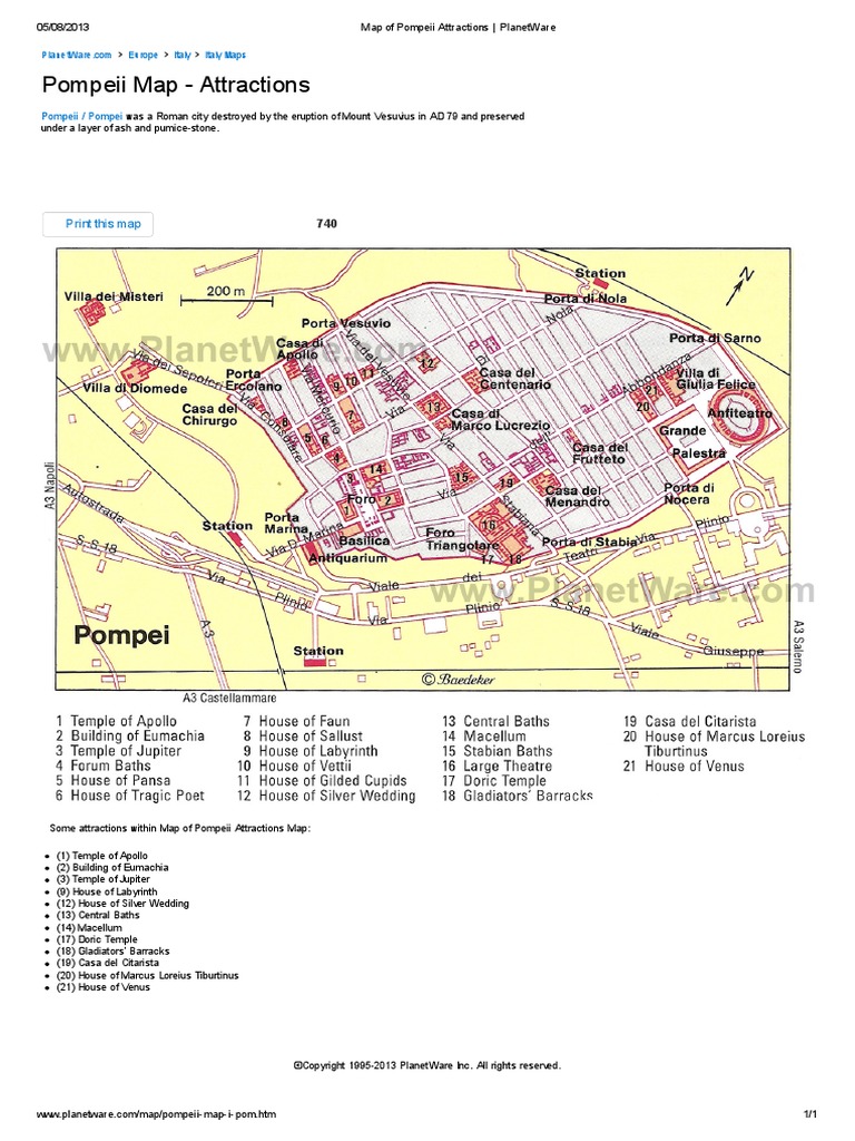 Map of Pompeii Attractions - PlanetWare | PDF