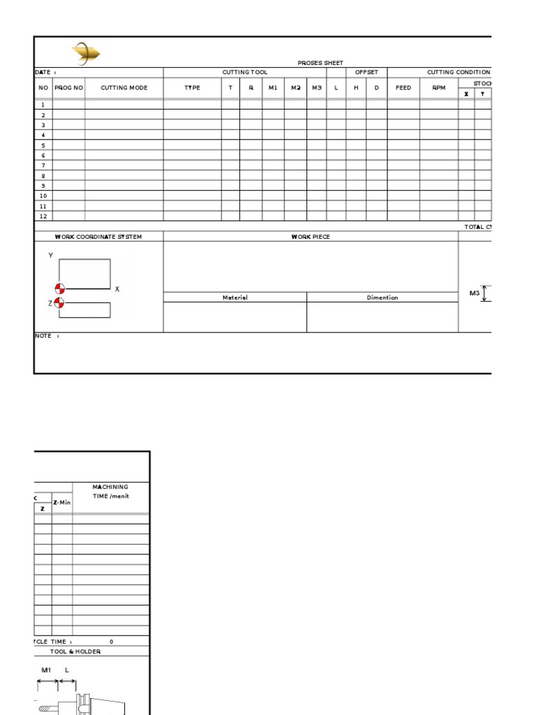 CNC Machining Process Sheet | PDF | Technology & Engineering