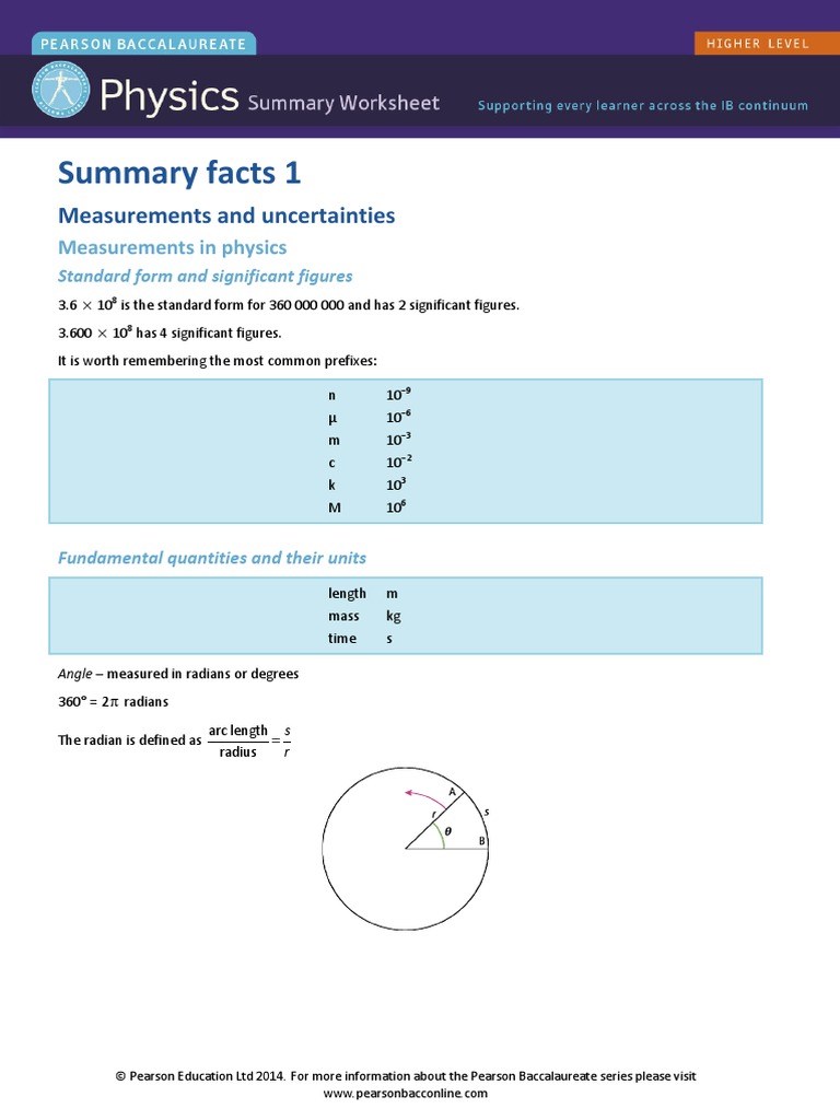 IB Physics HL Measurements and Uncertainties Summary Sheet | PDF ...