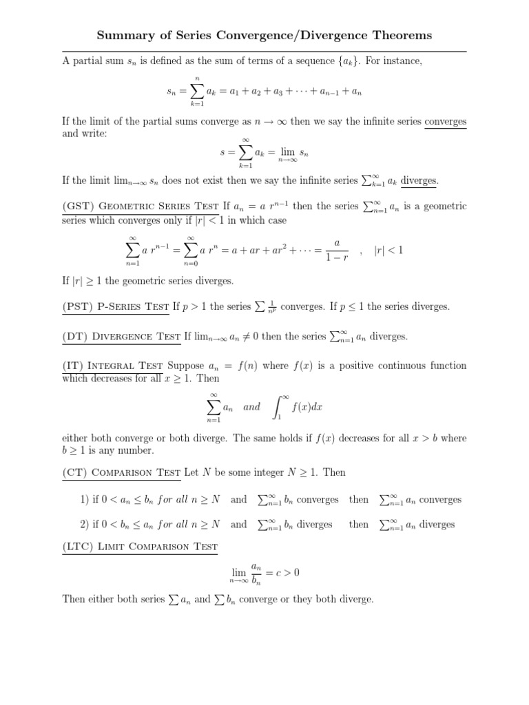IB Math HL Series Summary | PDF | Series (Mathematics) | Teaching ...