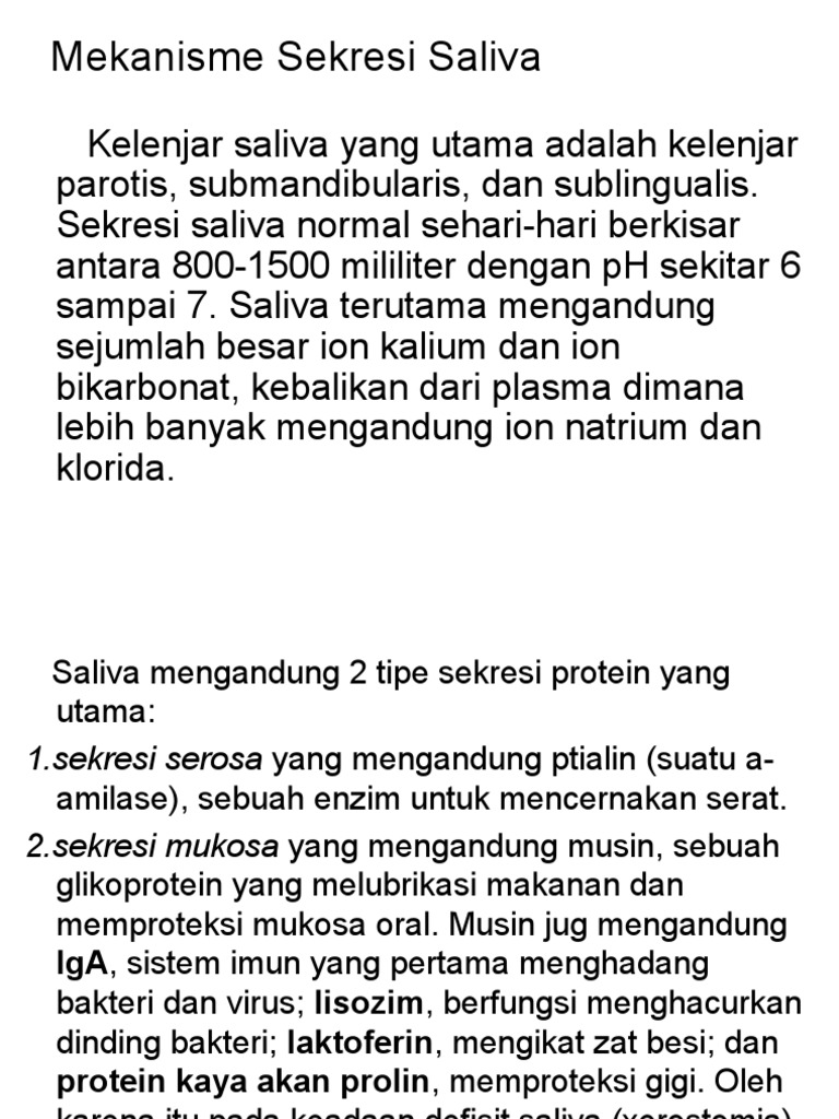 Mekanisme Sekresi Saliva | PDF