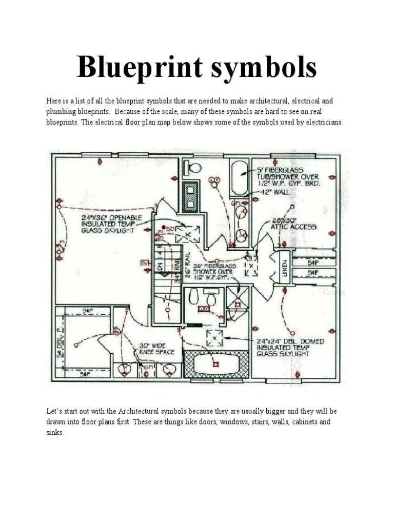Blueprint Symbols for Architecture & Electrical | PDF