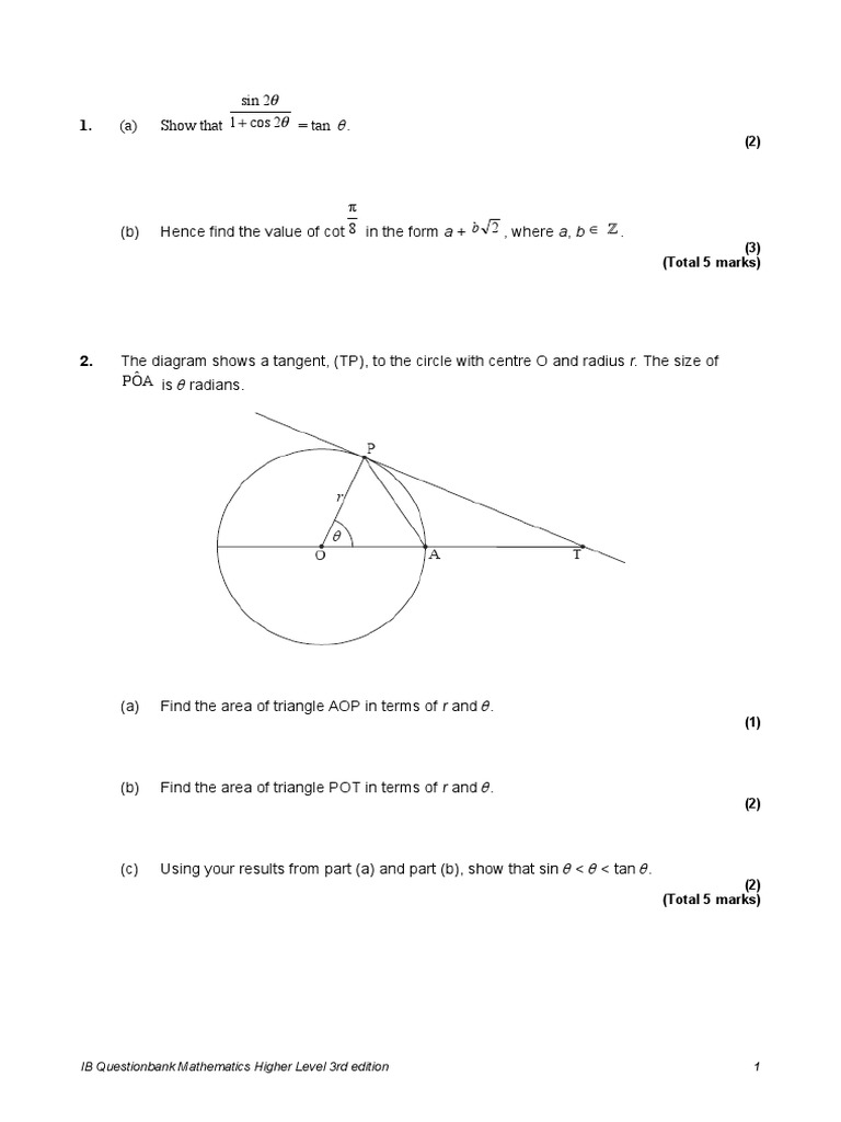 Advanced Mathematics Problem Set | PDF | Trigonometric Functions | Sine