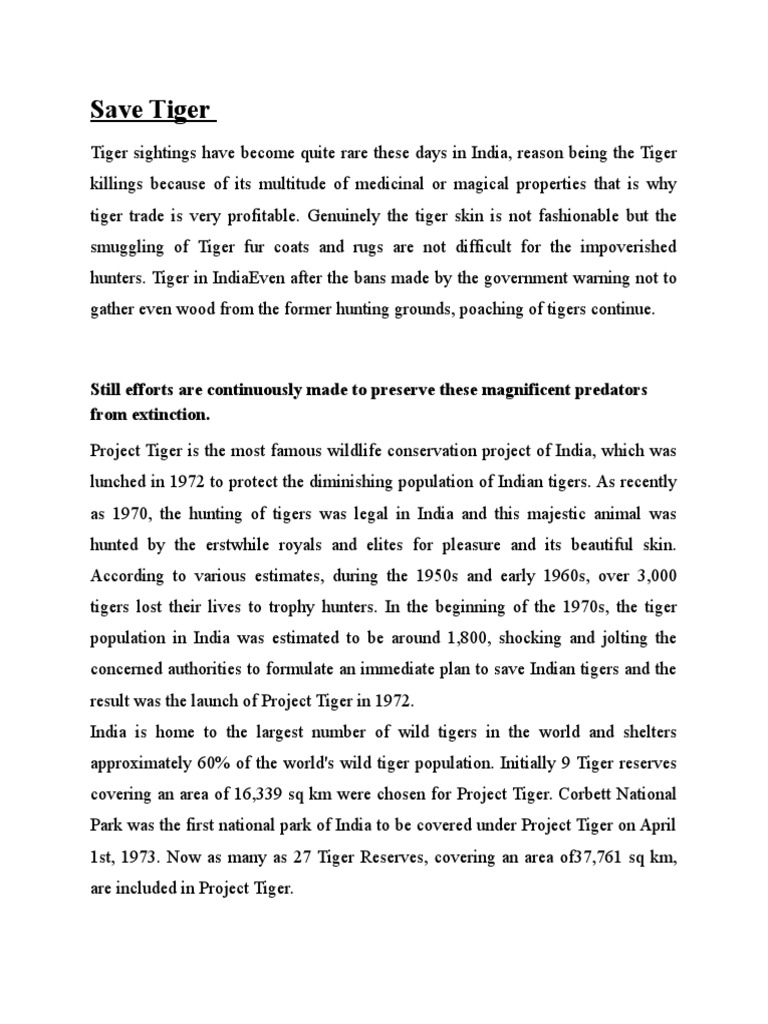 Save Tiger | PDF | Tiger | Hunting