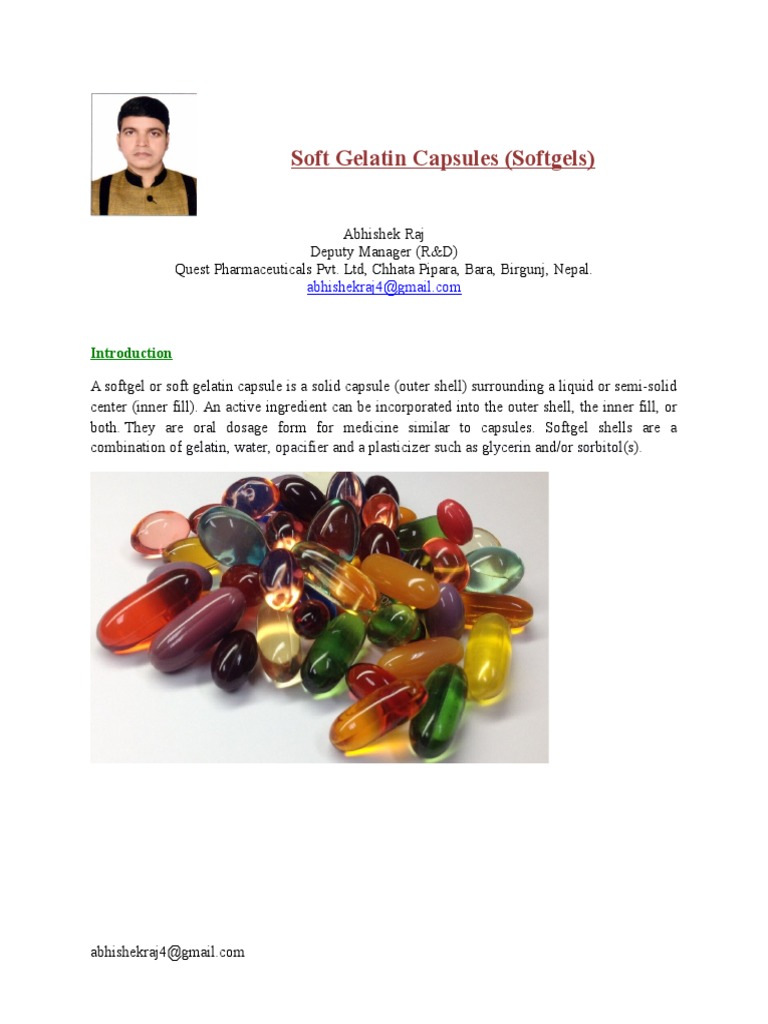 Soft Gelatin Capsules (Softgels) | PDF | Polyethylene Glycol | Gelatin