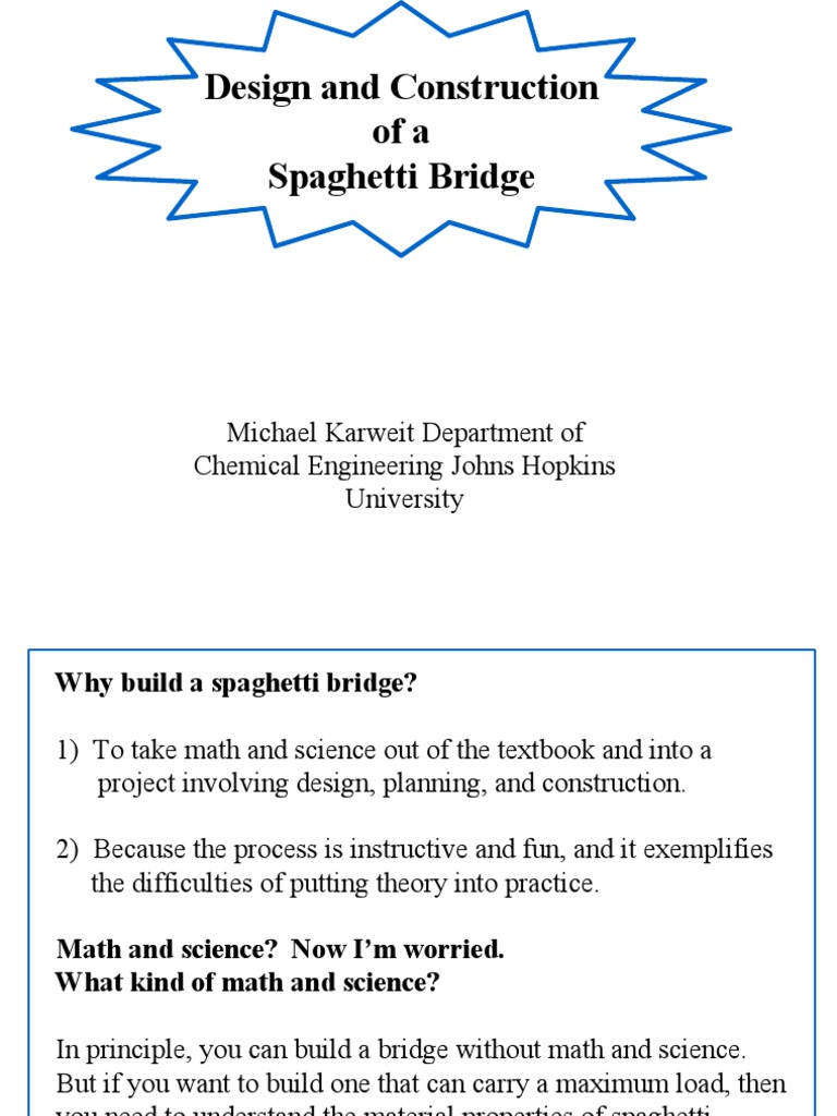 Spaghetti Bridge Design and Construction Guide | PDF | Beam (Structure ...