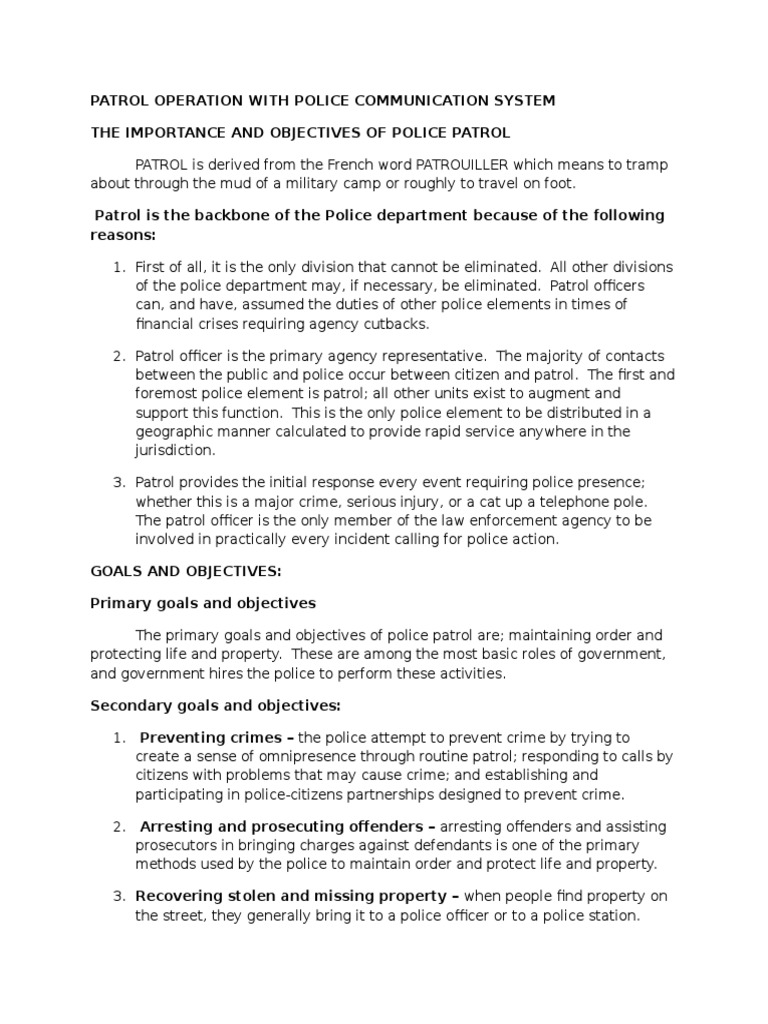 Patrol Operation With Police Communication System | PDF | Police ...