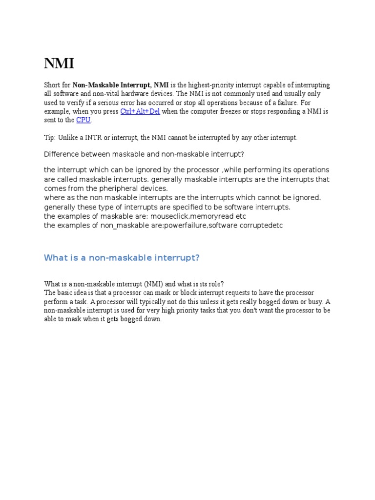 NMI | PDF | Central Processing Unit | Input/Output