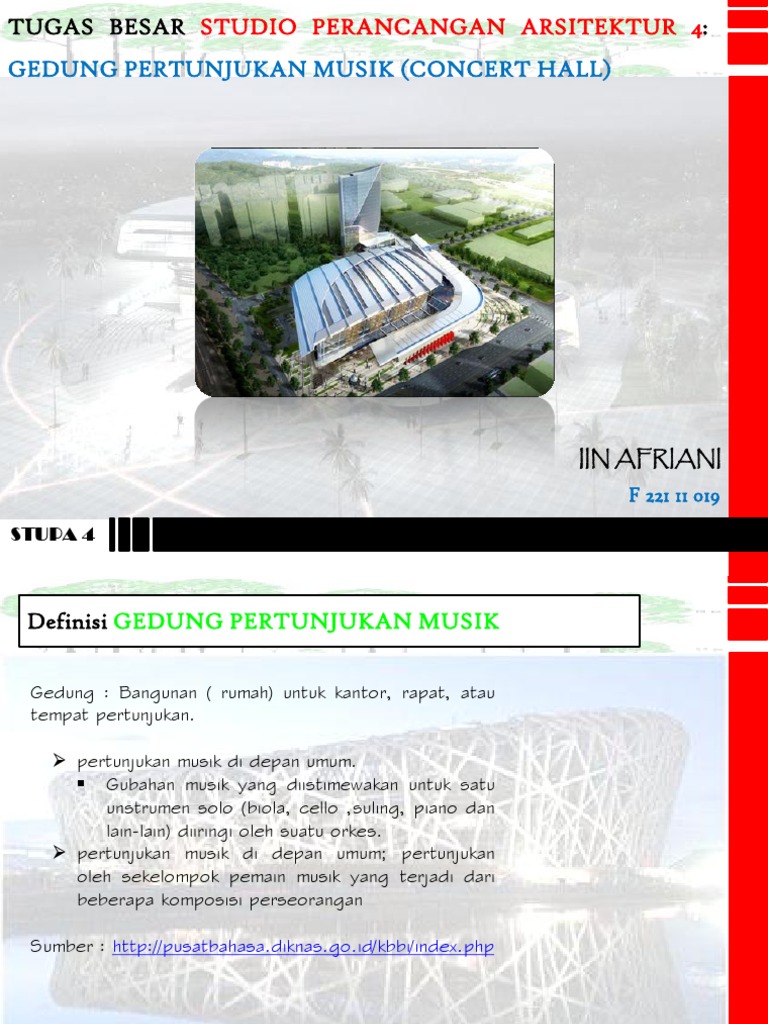 Studio Perancangan Arsitektur 4 - Concert Hall Di Kota Palu | PDF
