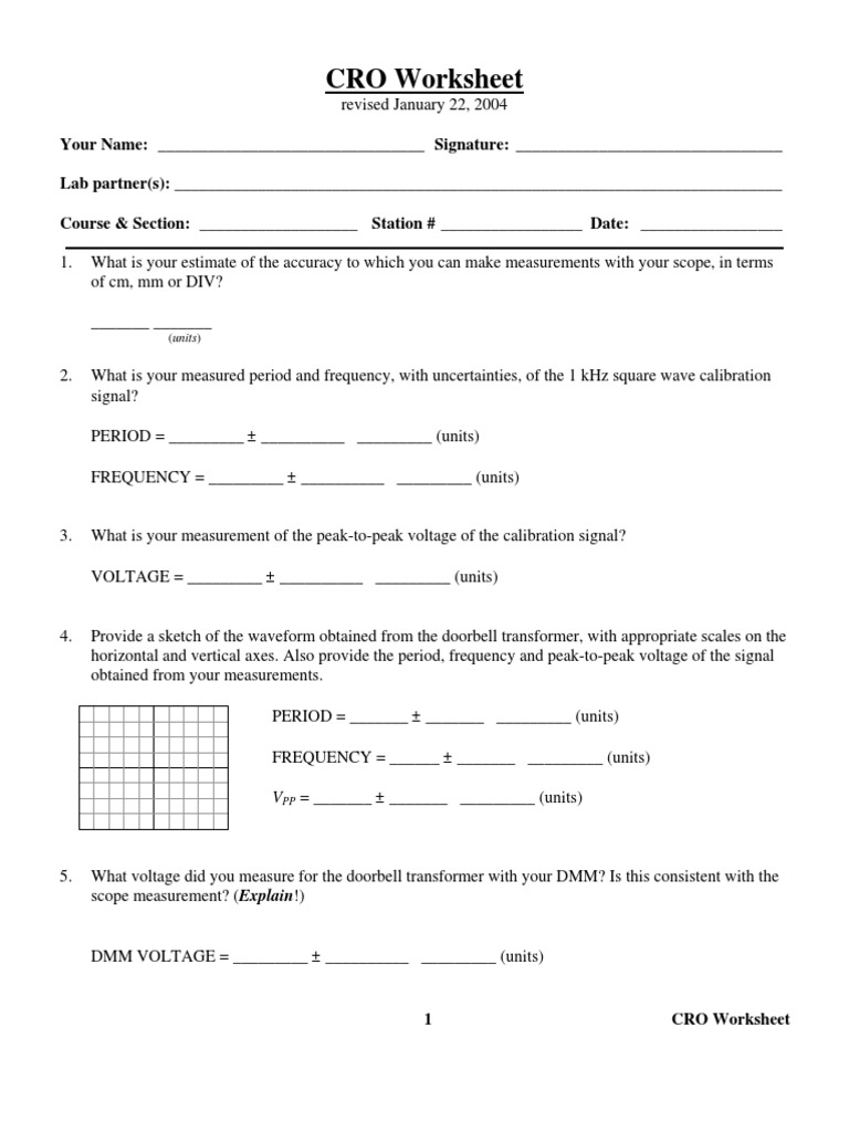 CRO Worksheet: (Units) | PDF