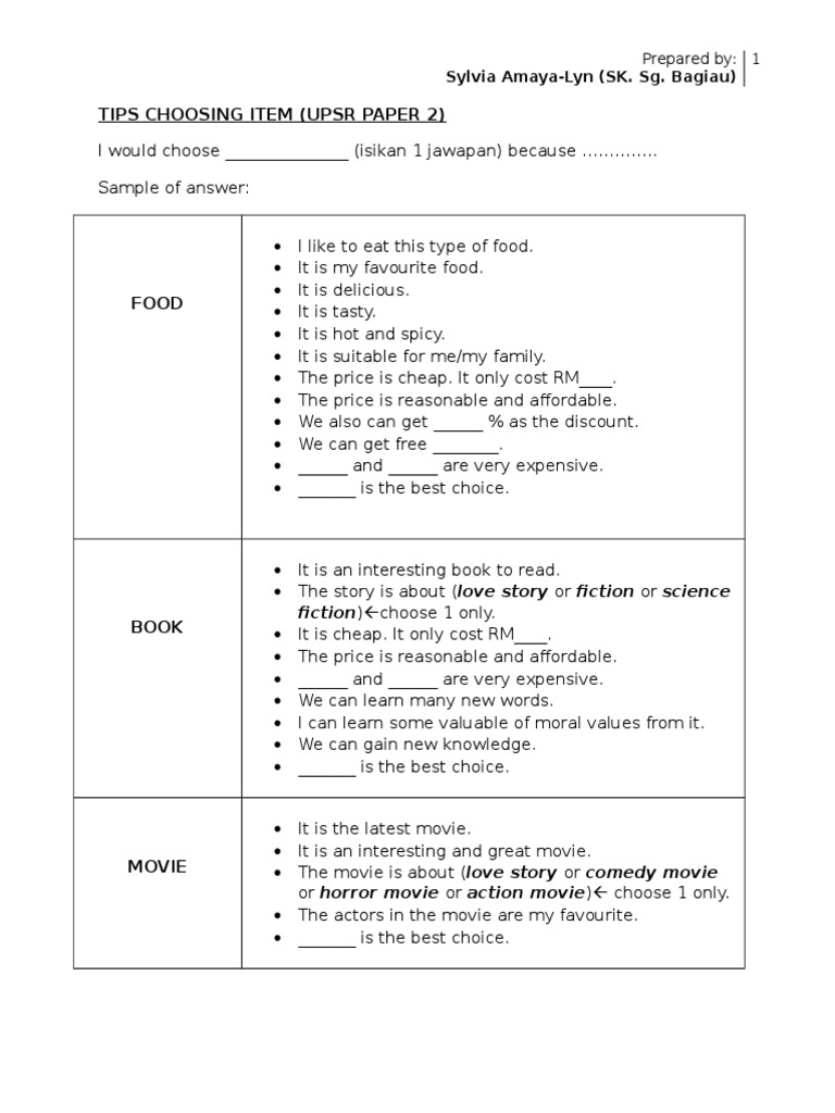 Tips for Choosing Items and Making Choices | PDF