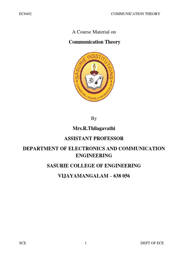EC6402 Communication Theory | PDF | Frequency Modulation | Detector (Radio)
