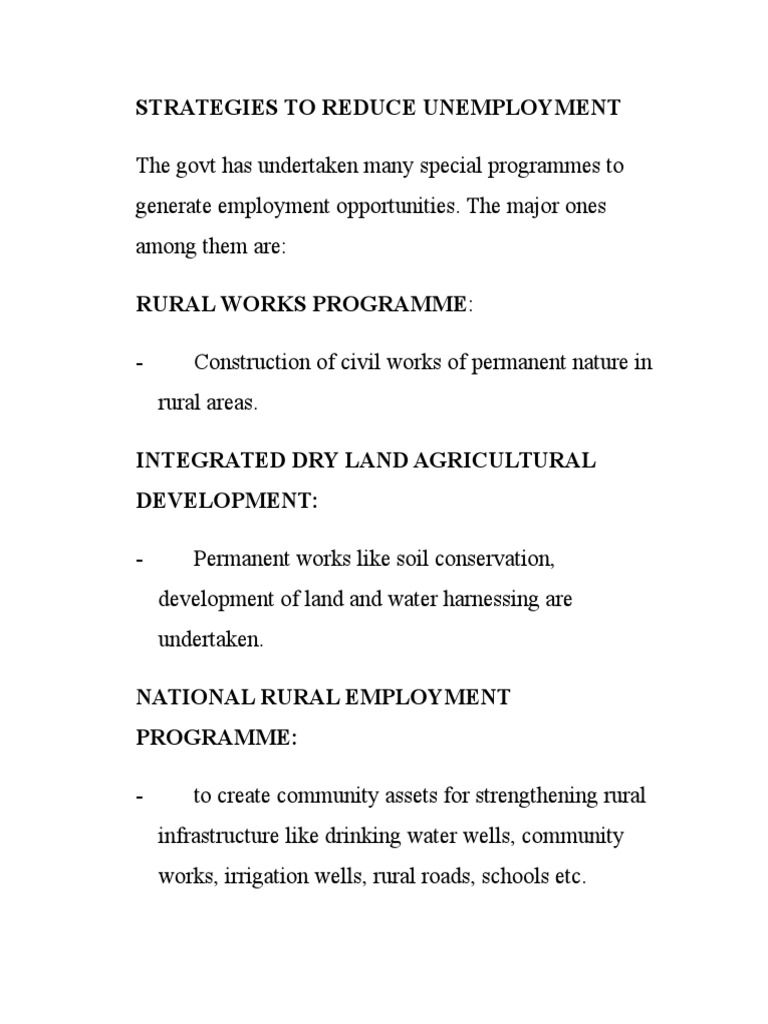 Strategies To Reduce Unemployment | PDF | Unemployment | Social Science