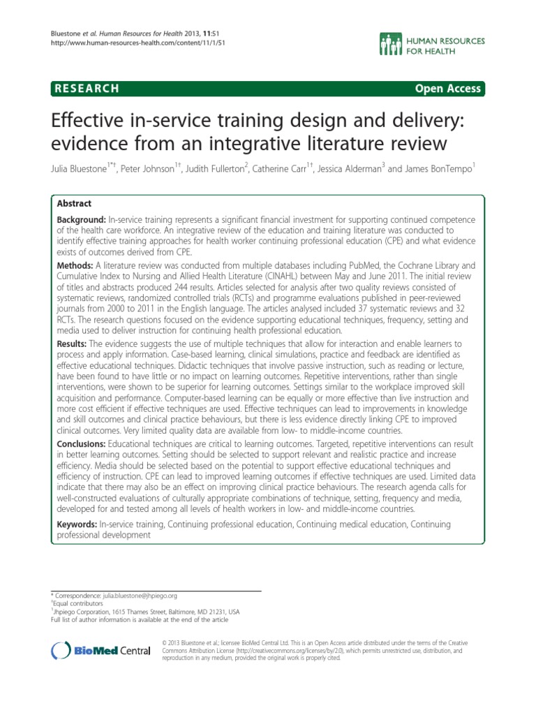 Effective In-Service Training Design and Delivery PDF | Download Free ...