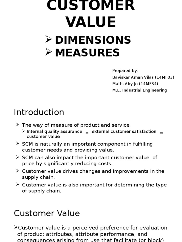 Customer Value Dimensions and Measures | PDF | Supply Chain Management ...
