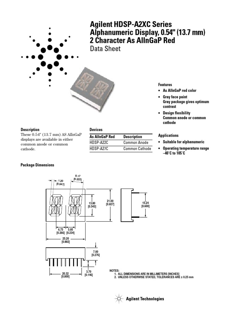 Datasheet Display de 14 Segmentos | Download Free PDF | Anode | Cathode