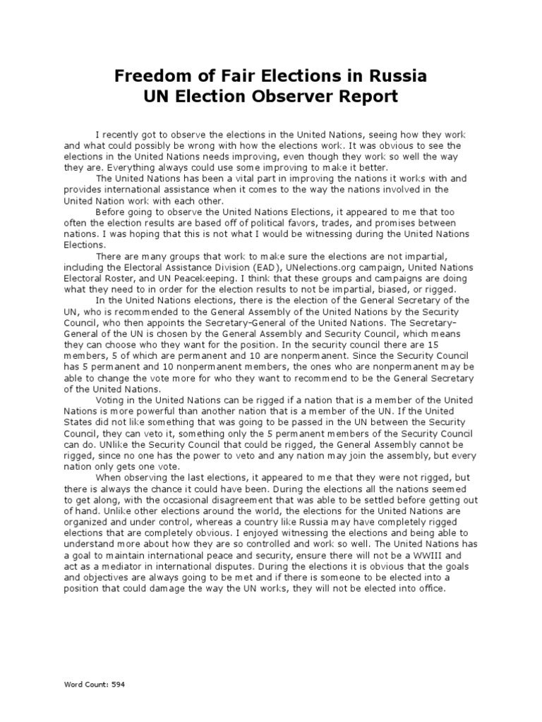 Challenges to Fair Elections in the UN | PDF | United Nations ...